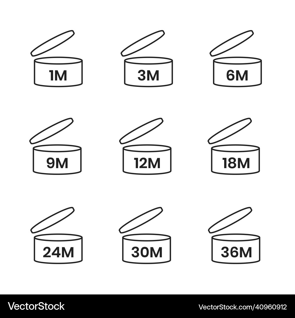 Period after open icon sign set flat style Vector Image
