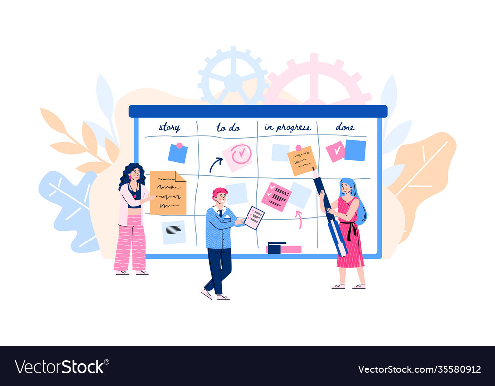 Scrum team using agile development Royalty Free Vector Image