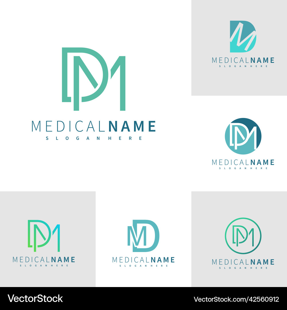 Set of letter d m logo design creative Royalty Free Vector
