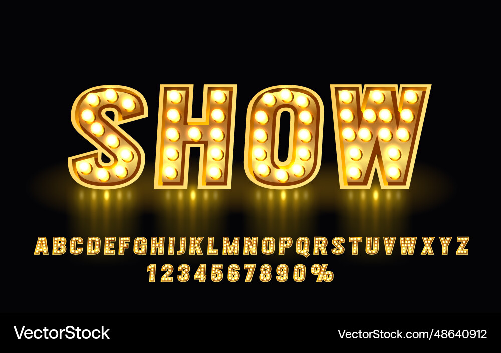 Show font set collection letters and numbers Vector Image