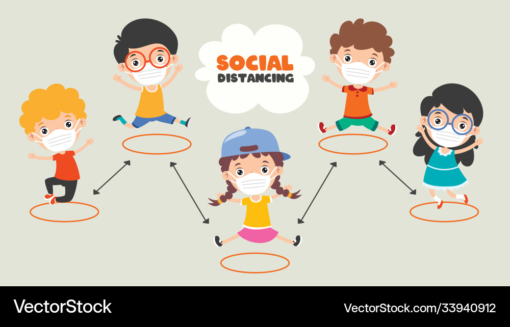 Social distance rules for children Royalty Free Vector Image