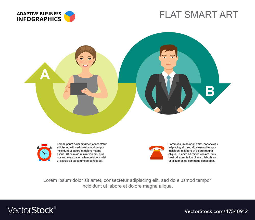 Two ideas process chart template for presentation Vector Image