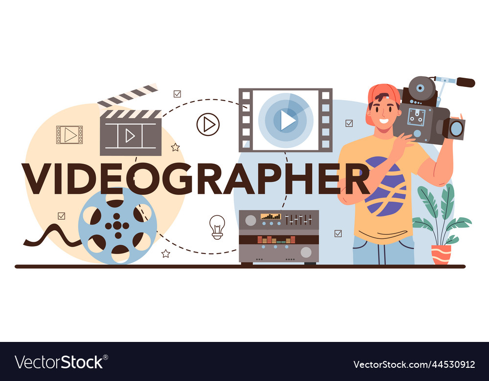 Videographer typographic header video production Vector Image
