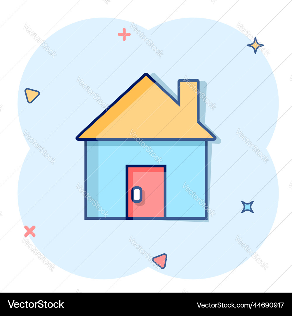 Building icon in comic style home cartoon Vector Image
