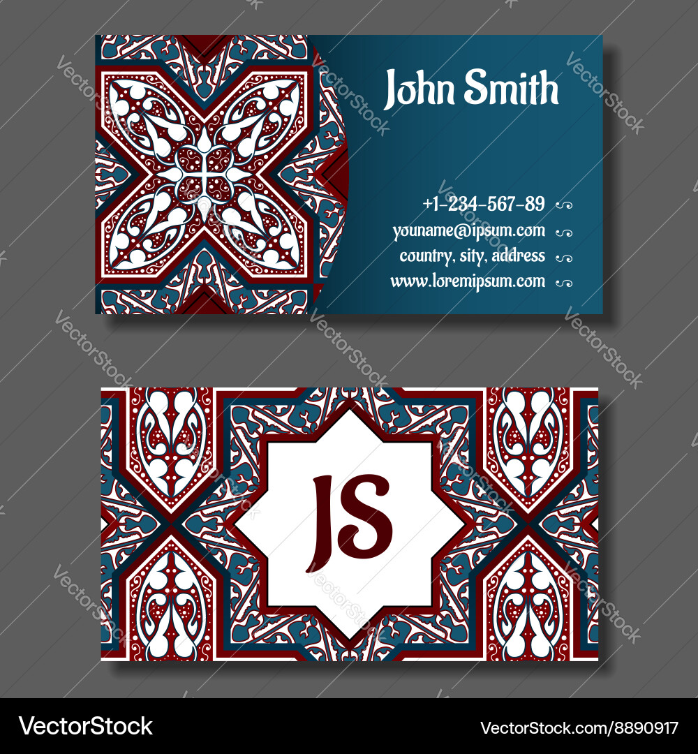 Business card template blue and red design Vector Image