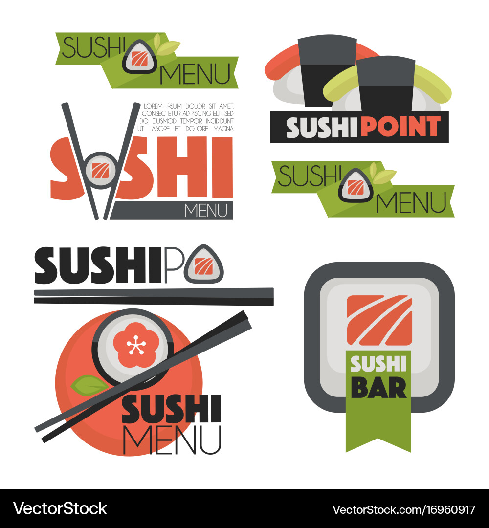 Collection of logos sush Royalty Free Vector Image