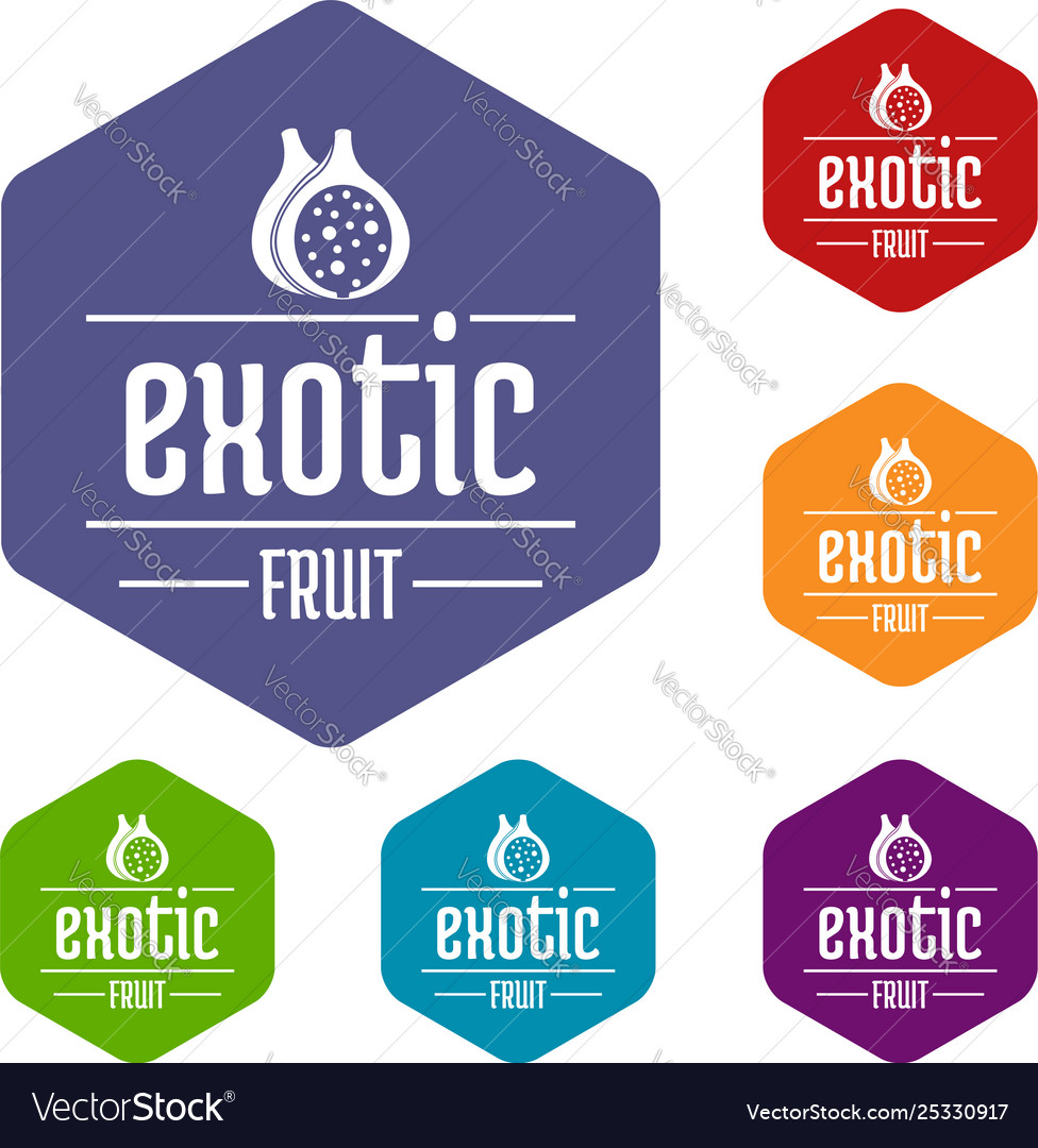 Exotic fruit icons hexahedron Royalty Free Vector Image