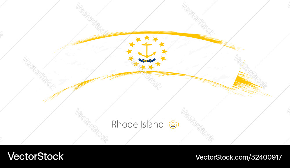 Flag rhode island in rounded grunge brush Vector Image