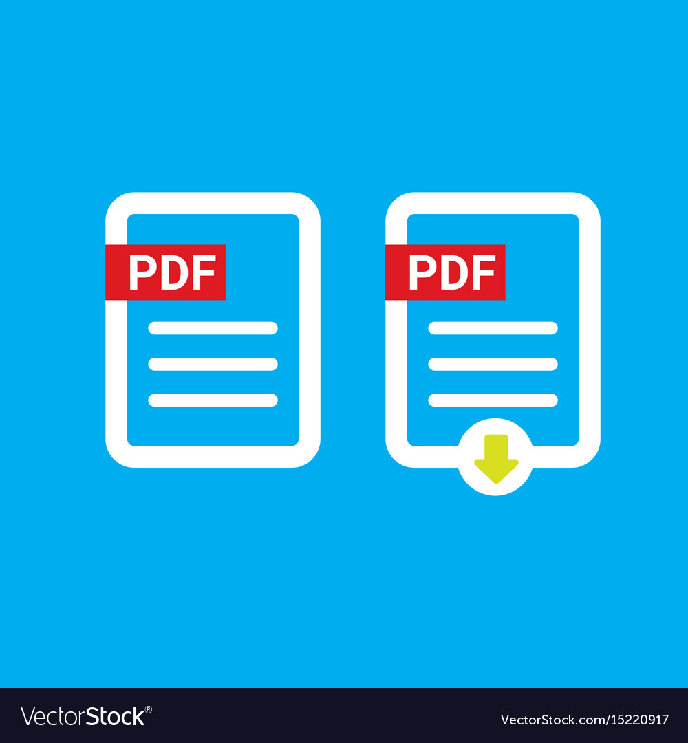 Flat pdf file icon and pdf download icon Vector Image
