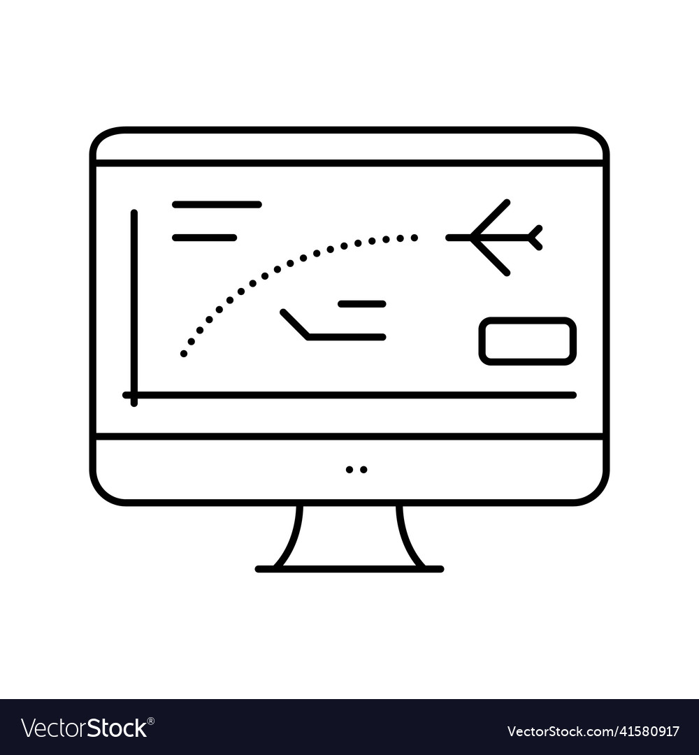 Flight path computer simulator line icon Vector Image