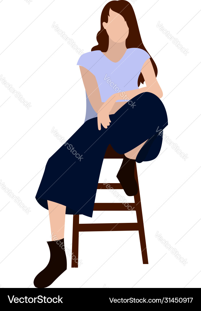 Girl in blue on white background Royalty Free Vector Image
