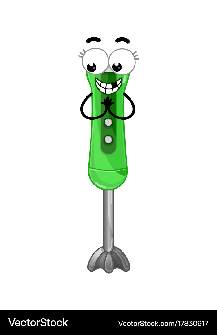Happy hand blender cartoon character Royalty Free Vector