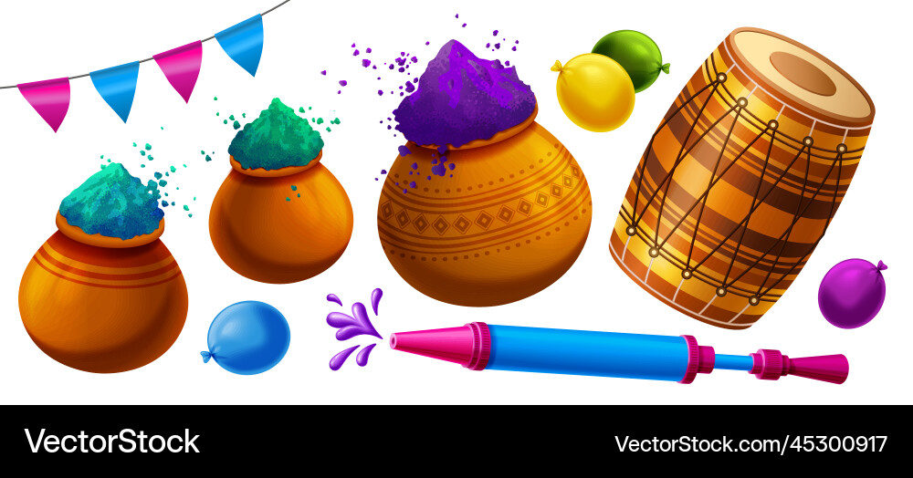 Happy holi festival element Royalty Free Vector Image