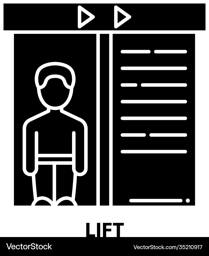 Lift icon black sign with editable strokes Vector Image
