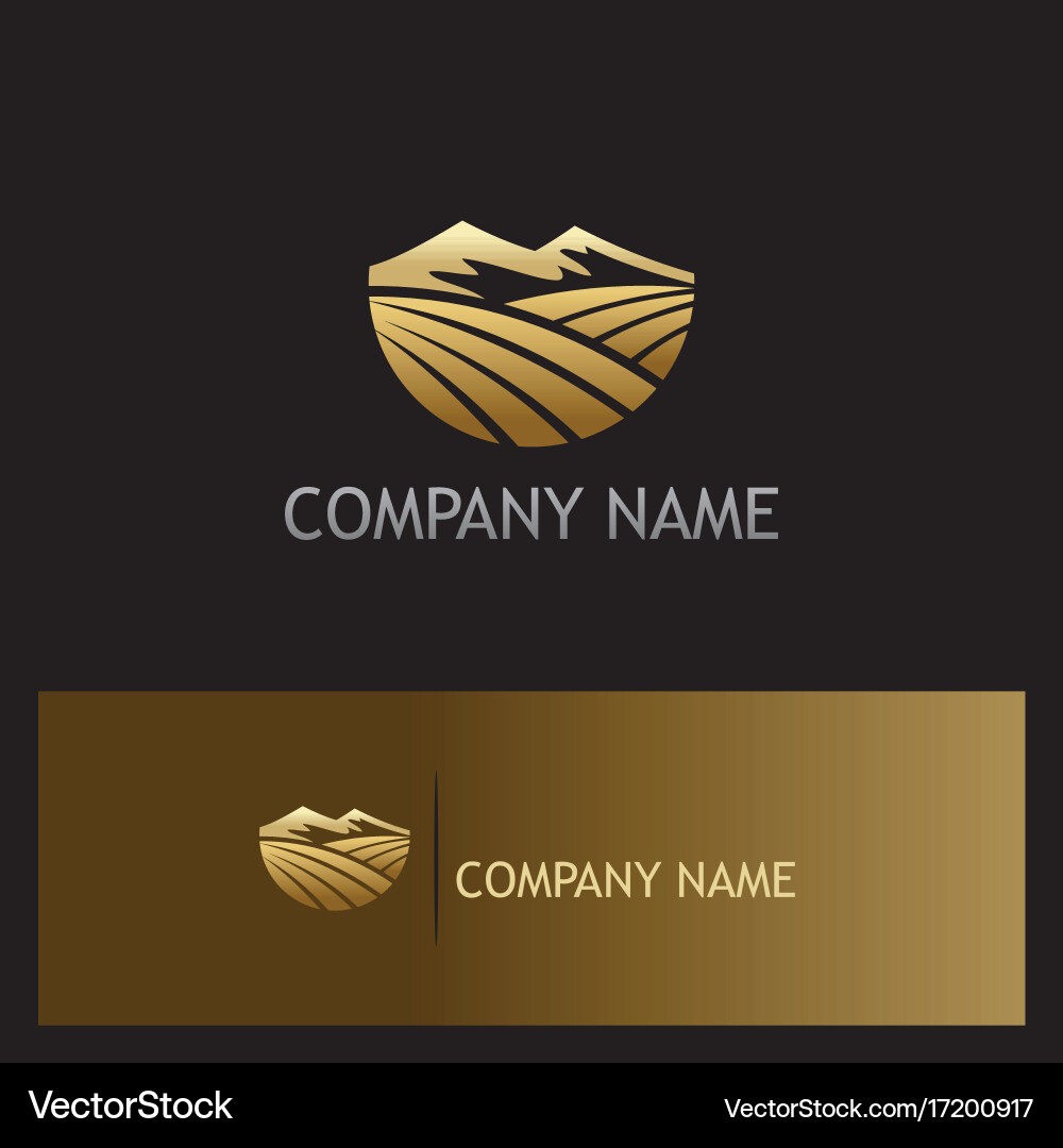 Mountain landscape nature gold logo Royalty Free Vector