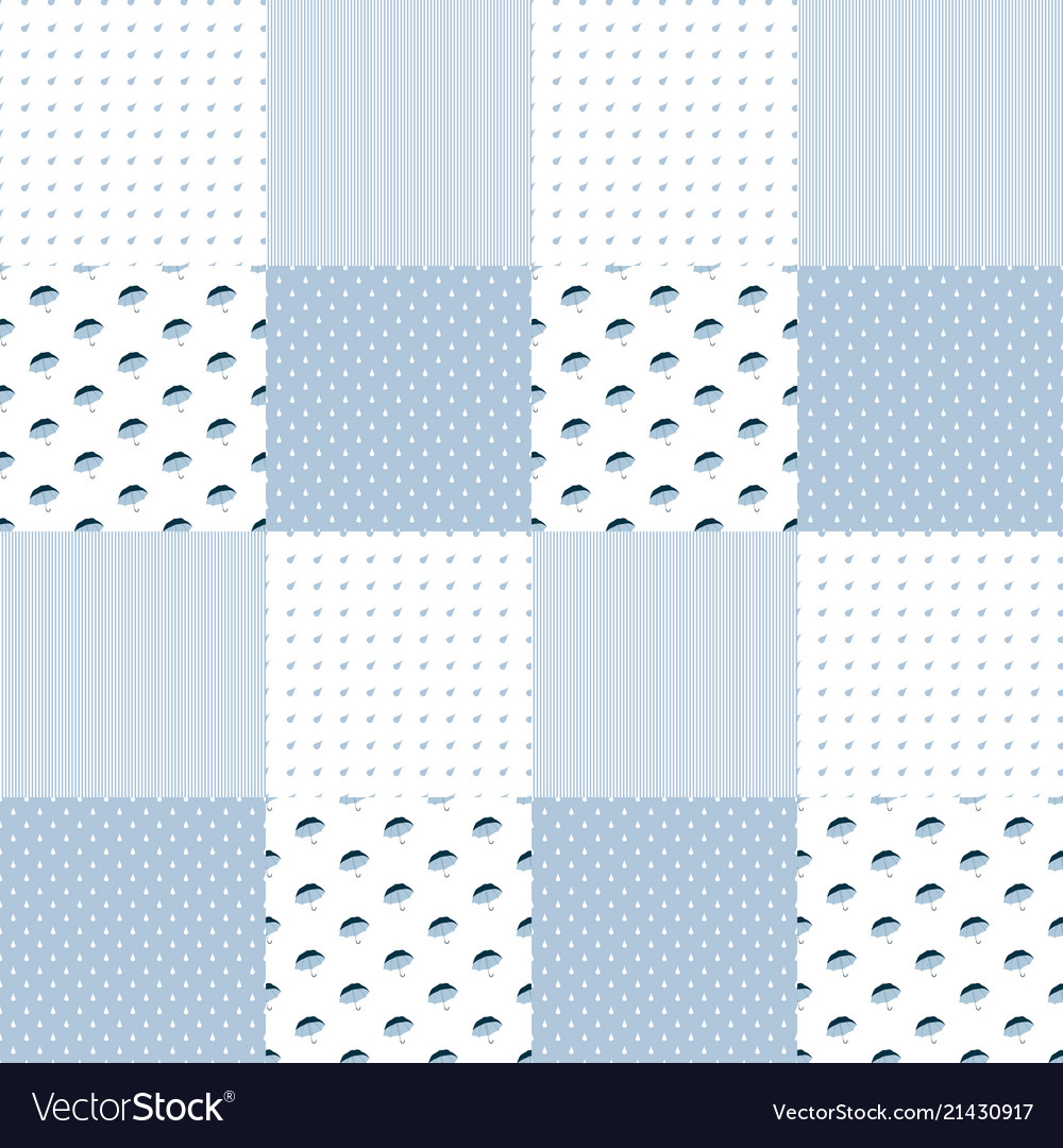 Patchwork pattern in blue colors Royalty Free Vector Image