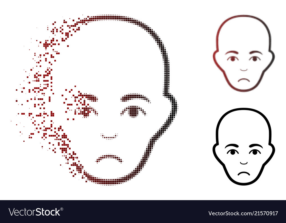 Pitiful decomposed pixelated halftone bald head Vector Image
