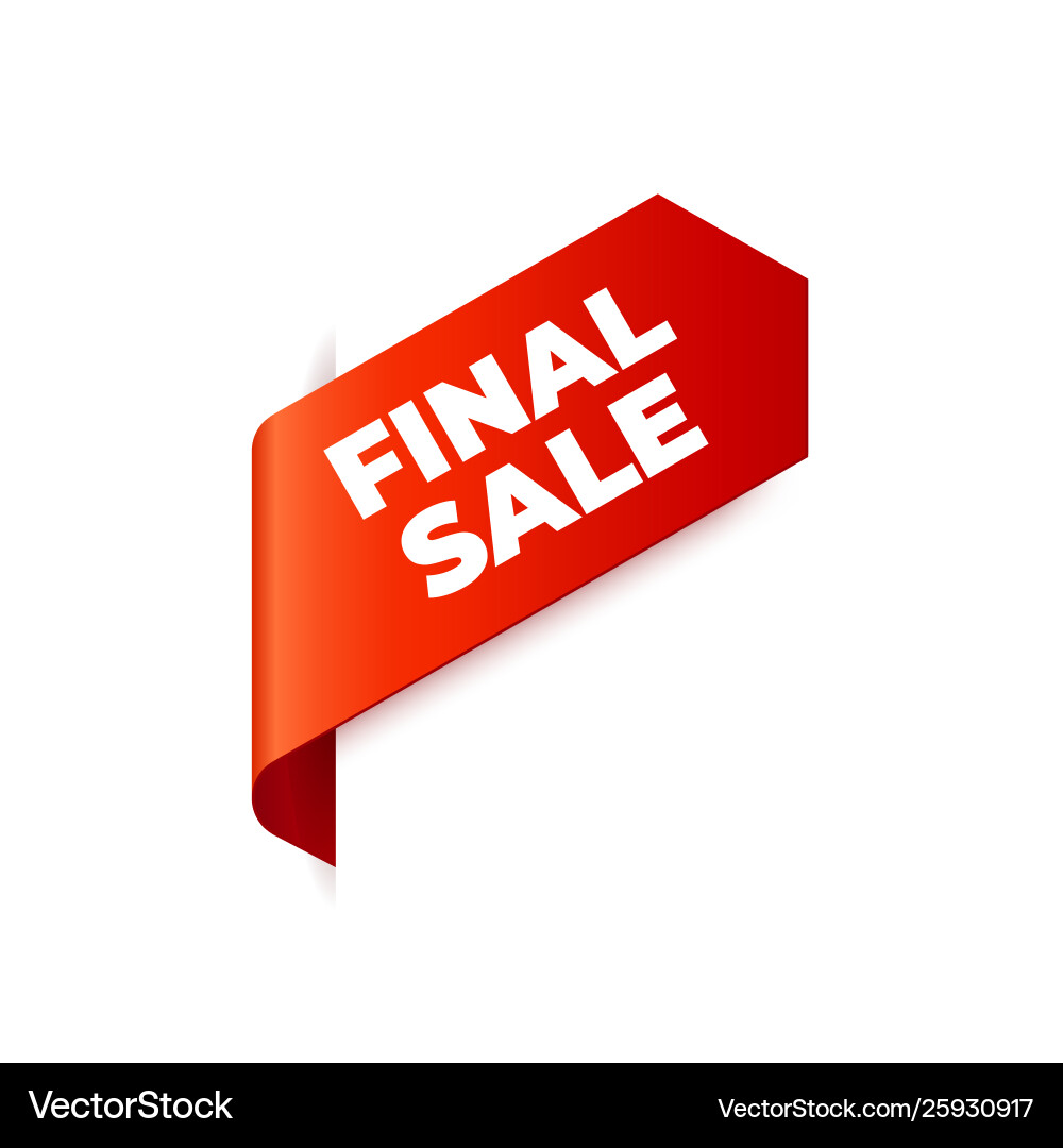 Red banner left bookmark final sale Royalty Free Vector