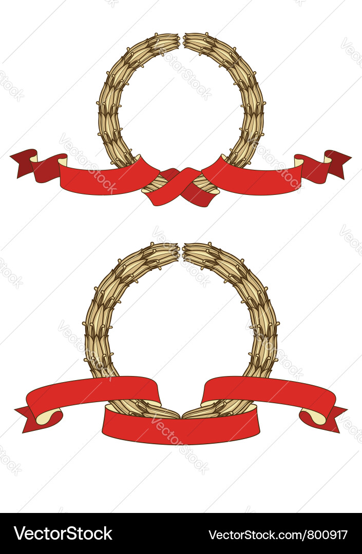 Red ribbon banner and laurel Royalty Free Vector Image