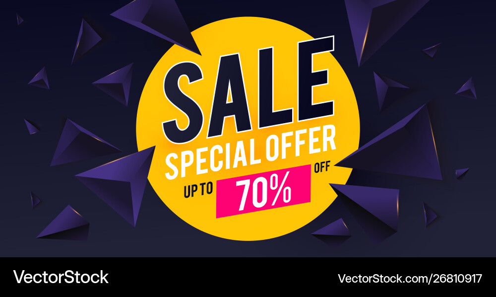 Sale banner design template with realistic 3d Vector Image