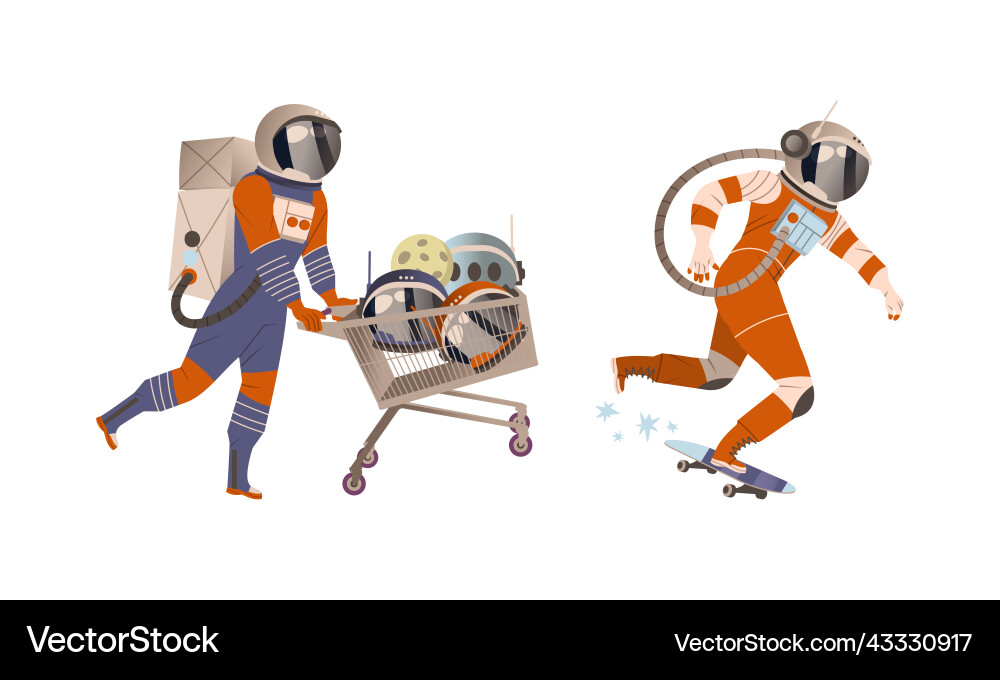 Spaceman or astronaut man character in space suit Vector Image