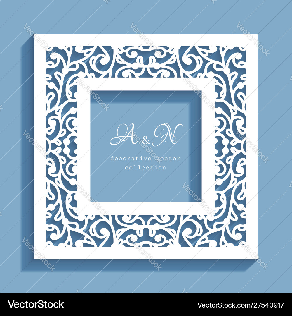 Square frame with cutout paper swirls Royalty Free Vector
