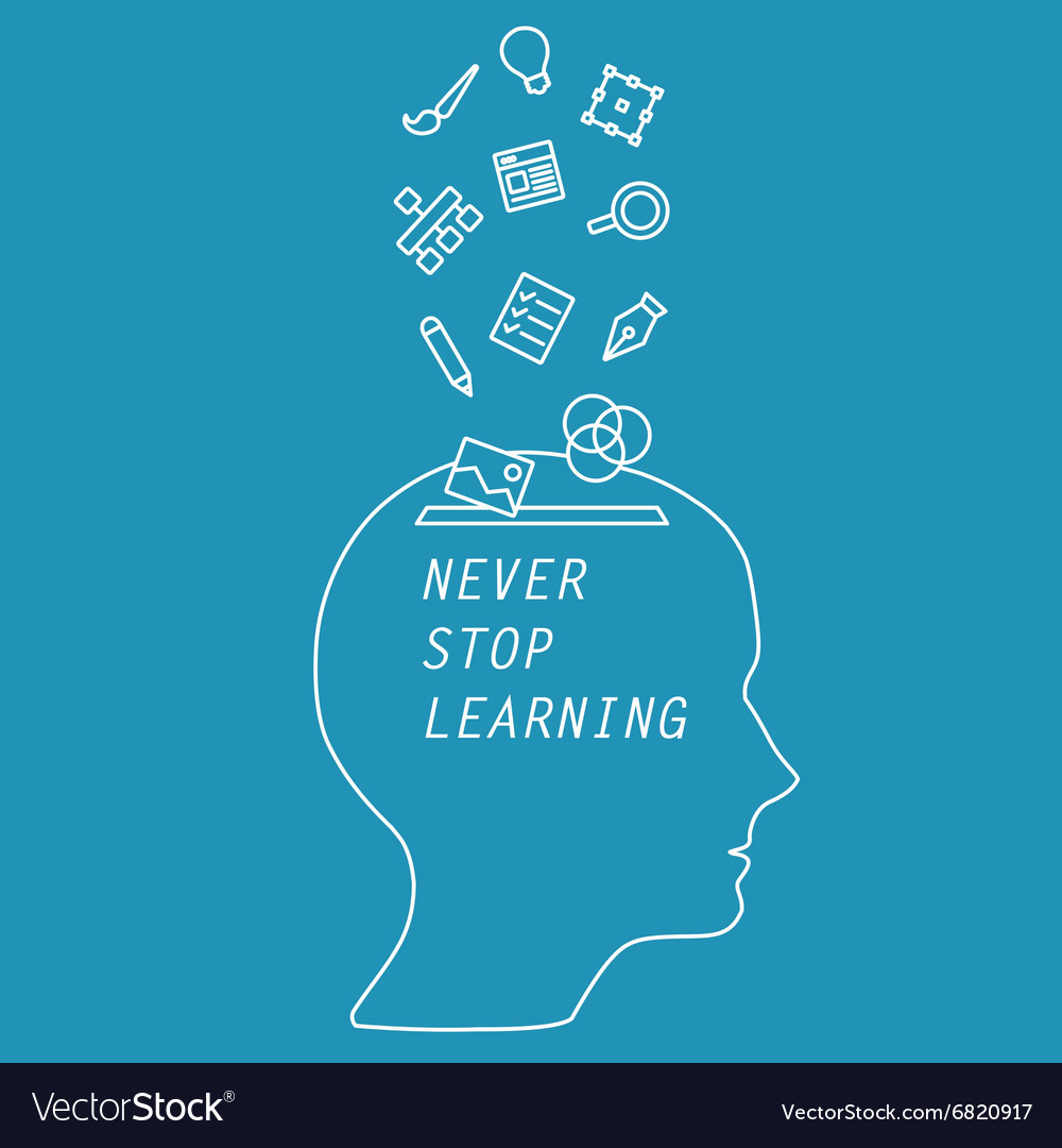 Words - never stop learning Royalty Free Vector Image