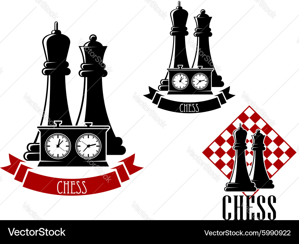 Chess tournament icons with chessmen Royalty Free Vector