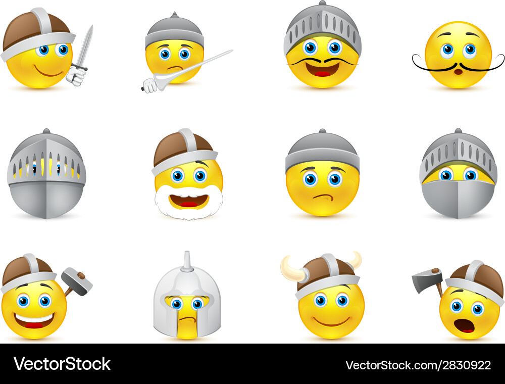 Collection of knights emoticons Royalty Free Vector Image