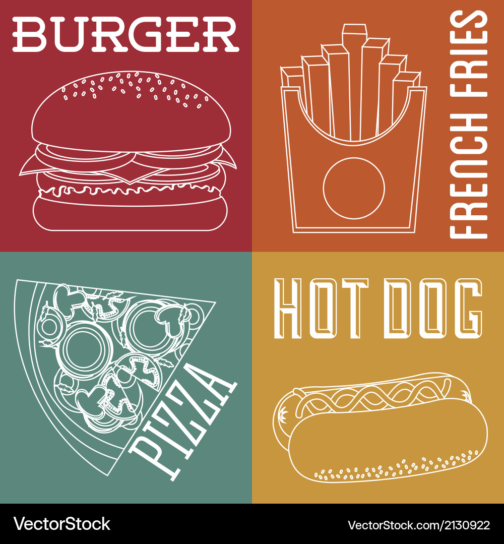 Fast food design over colorful background Vector Image