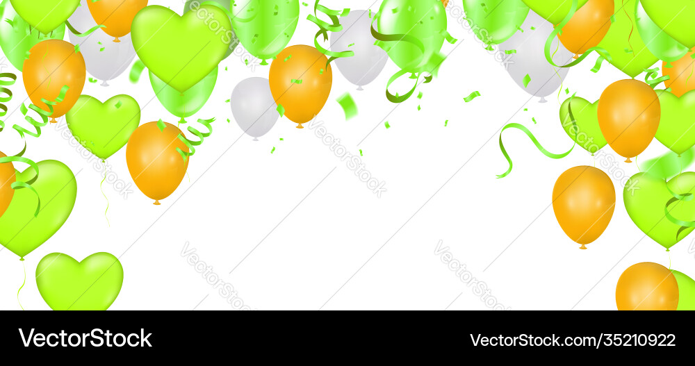Green party balloons on abstract background Vector Image