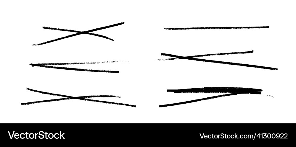 Grunge strikethrough isolated set of scribble Vector Image