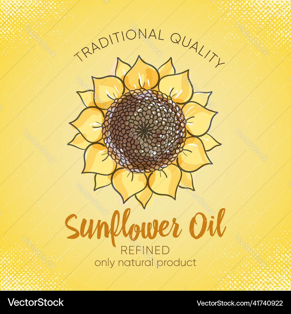 Label design template for refined sunflower oil Vector Image