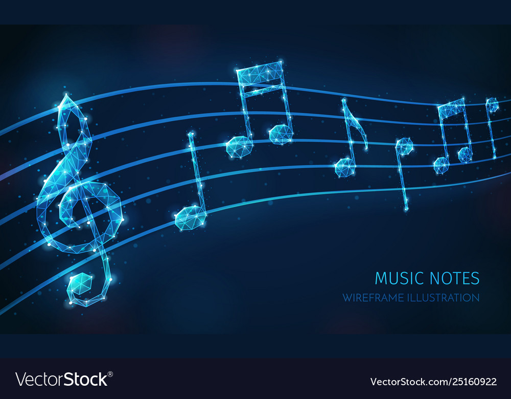Music notes wireframe composition Royalty Free Vector Image