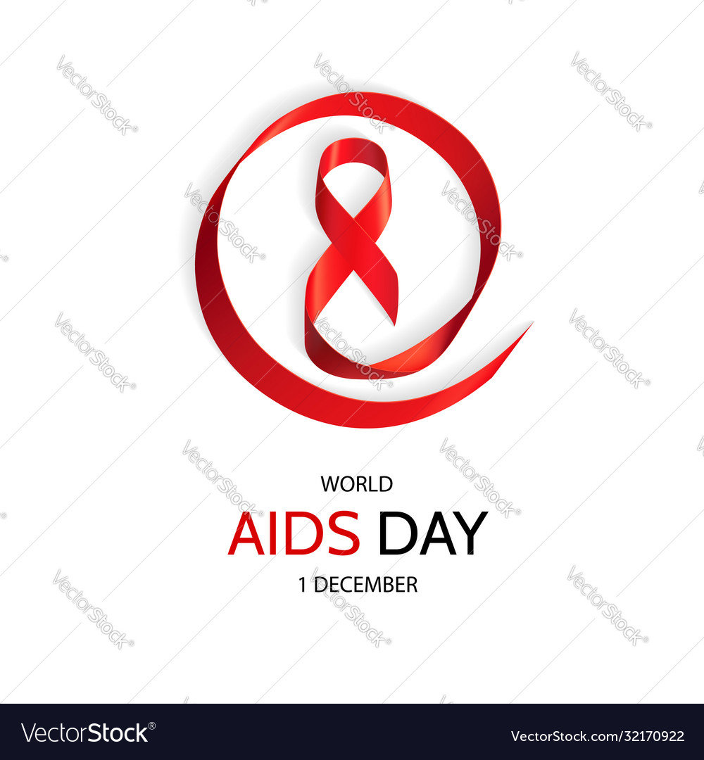 Red ribbon world aids day symbol 1 december Vector Image