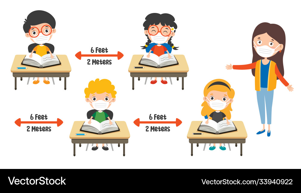 Social distance rules for children Royalty Free Vector Image