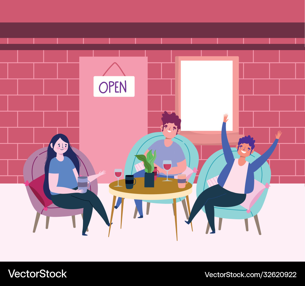 Social distancing restaurant or a cafe people Vector Image