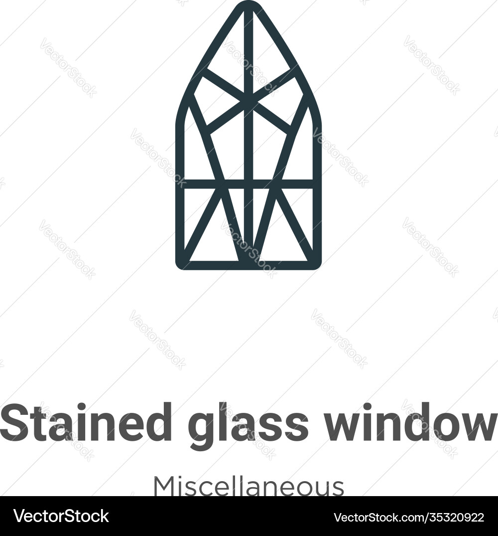 Stained glass window outline icon thin line black Vector Image