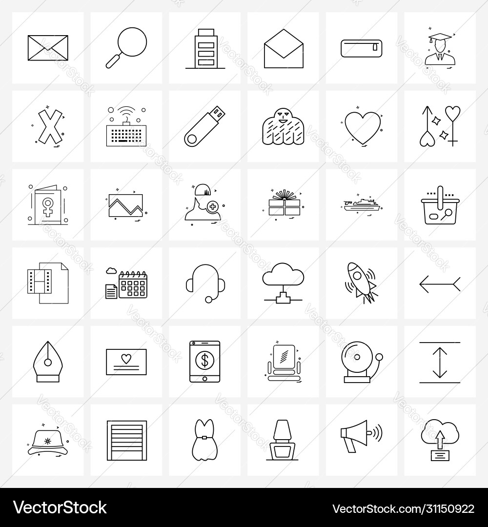 Universal symbols 36 modern line icons Royalty Free Vector