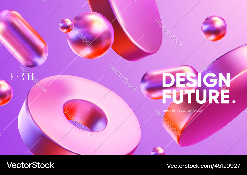 3d background with colorful geometric shapes Vector Image