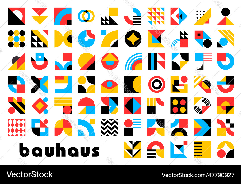 Abstract geometric bauhaus pattern elements Vector Image