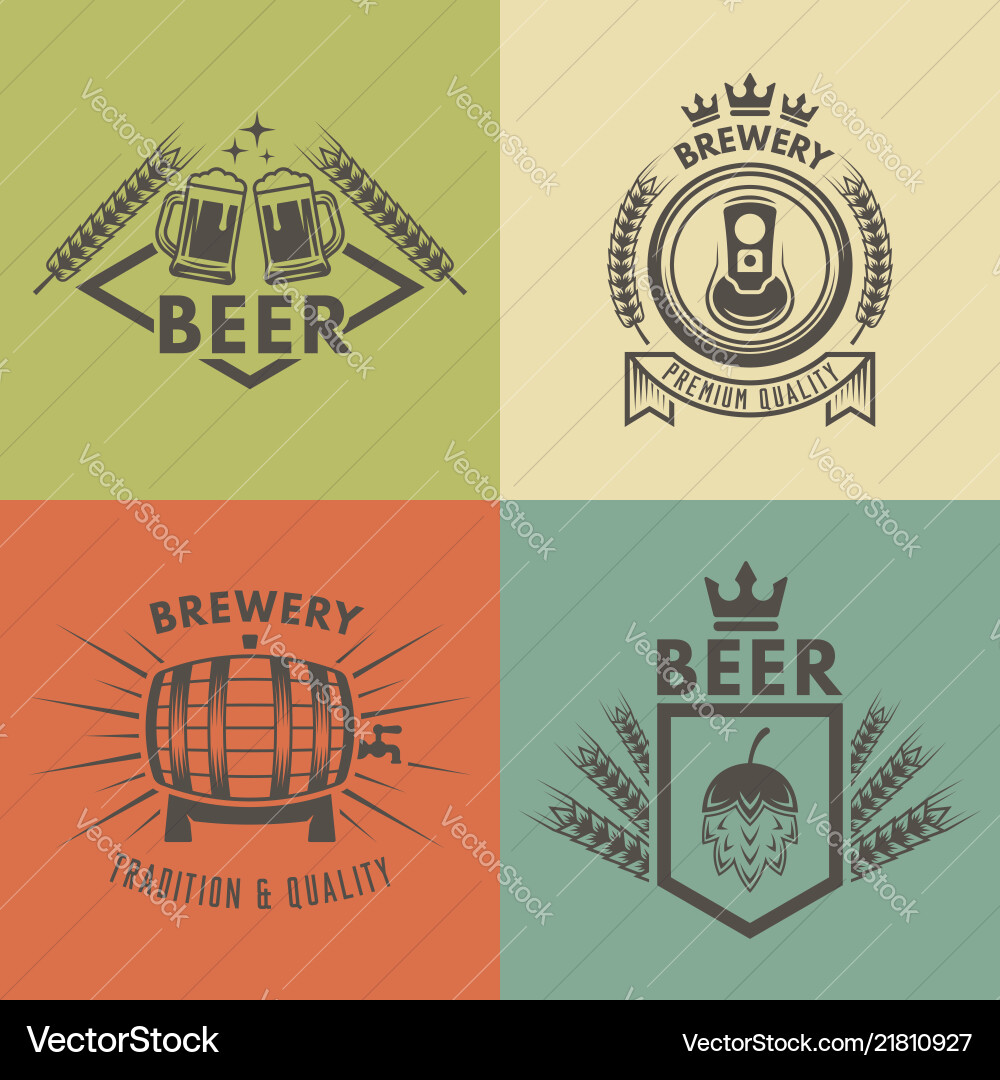 Beer and brewery isolated monochrome labels Vector Image