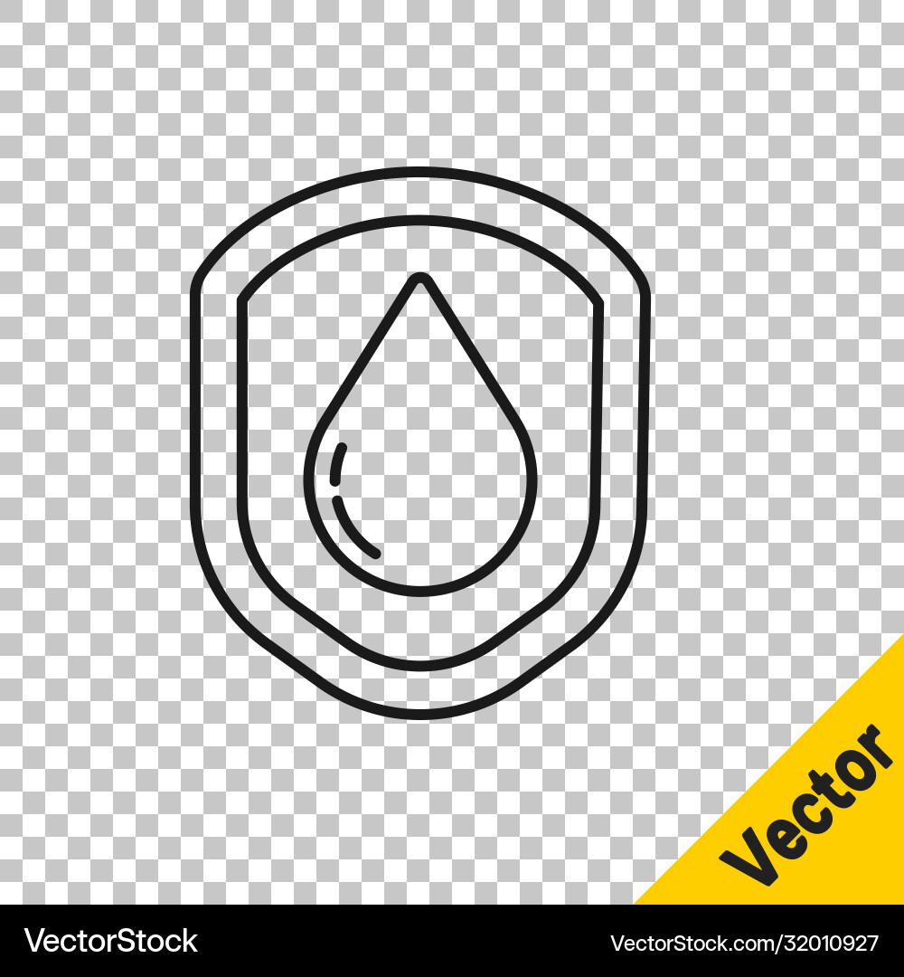 Black line waterproof icon isolated on transparent