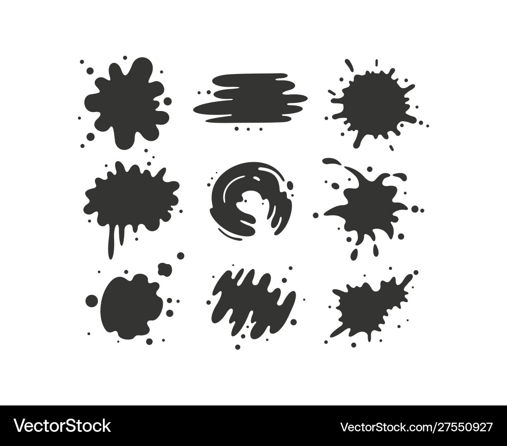 Black paint blots collection icons Royalty Free Vector Image