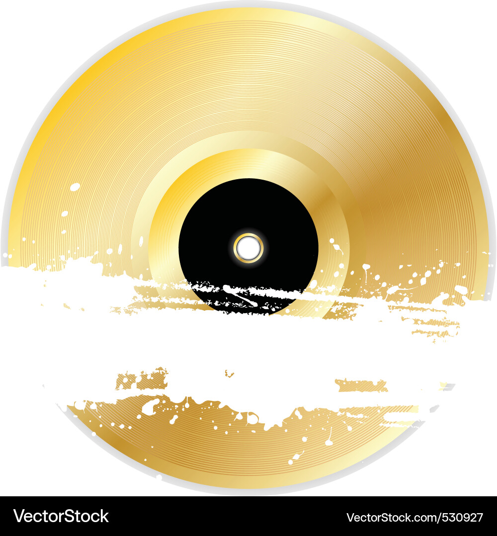Black vinyl disk with grunge splats and brush stro