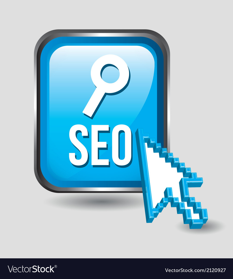 Blue seo button with pointer cursor with shadow Vector Image