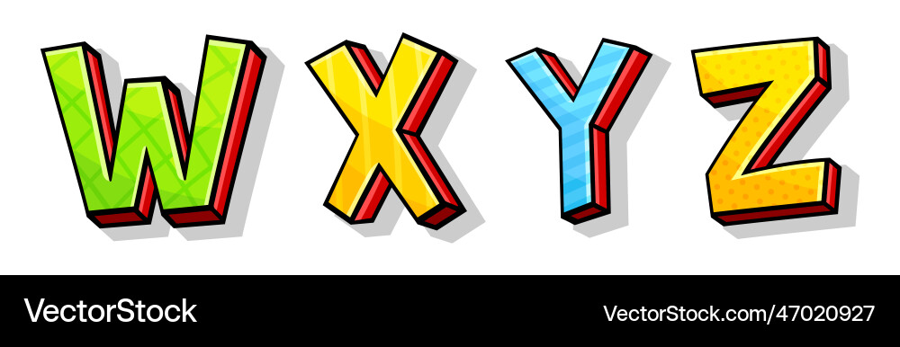 Colorful font with volume letters isolated Vector Image