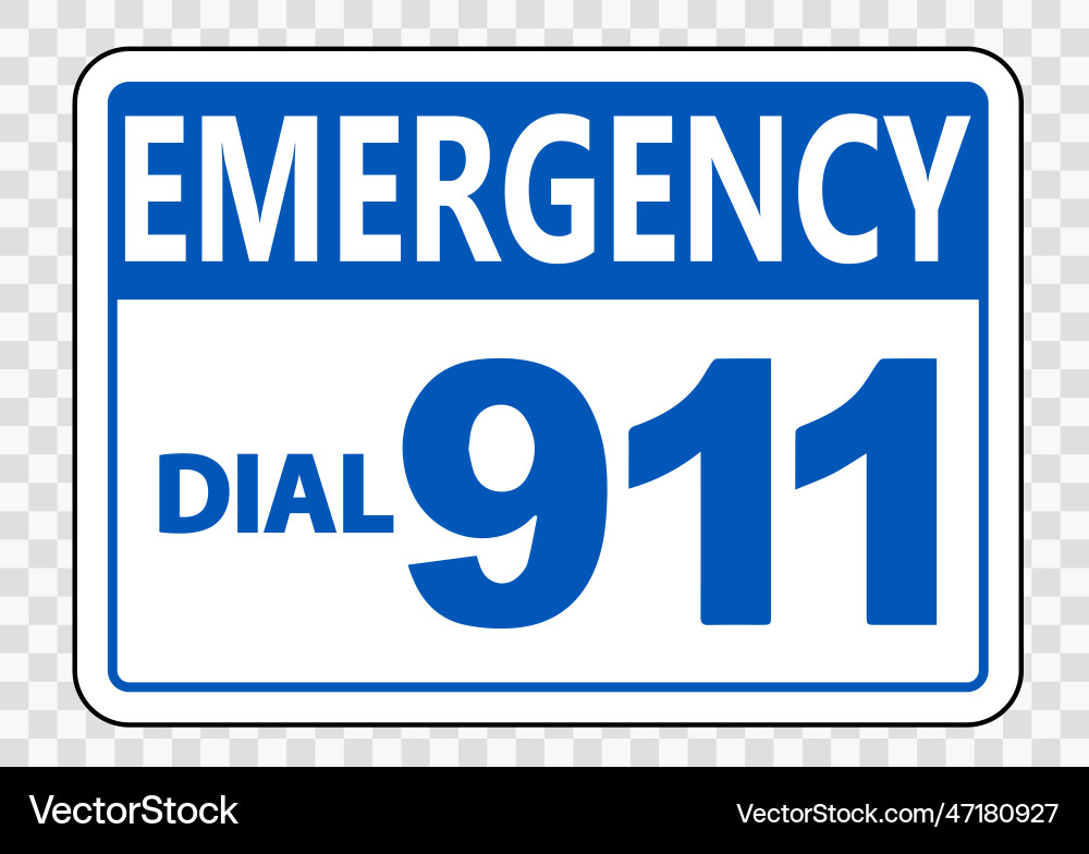 Emergency call 911 sign on transparent background Vector Image