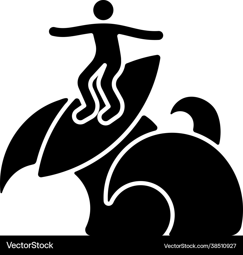 Floater surfing technique black glyph icon Vector Image