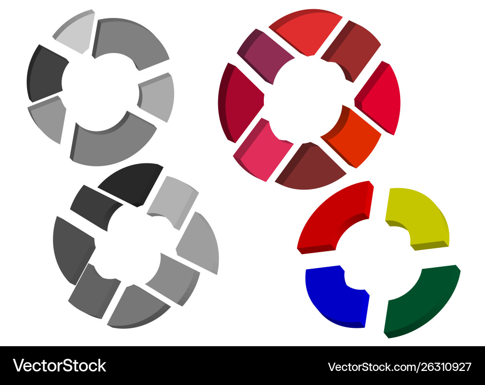 Four round diagrams two color and two black Vector Image
